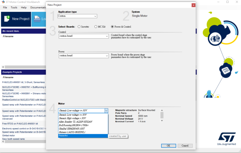 Motor Profiler and MotorControl Workbench - AMS and STM32